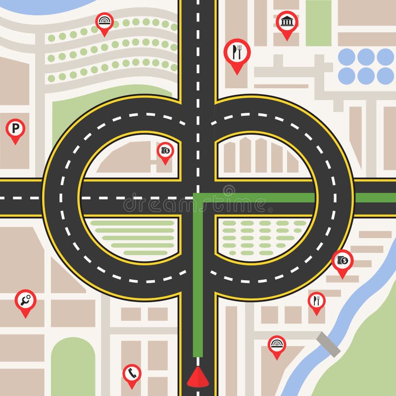 Navigation path stock vector. Illustration of flat, location - 69964052