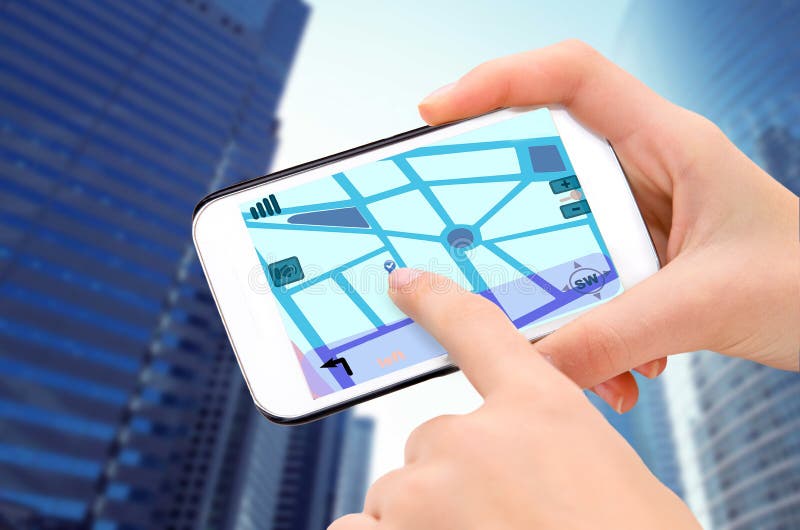 Navigation in phone. stock photo. Image of mobile, destination - 56772004