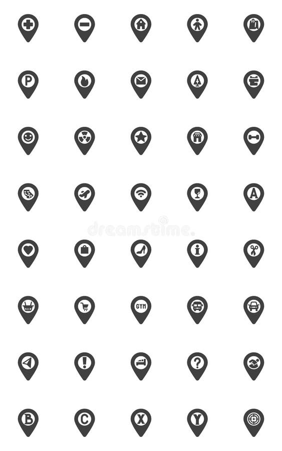 Navigation Pin Vector Icons Set Stock Vector - Illustration of ...