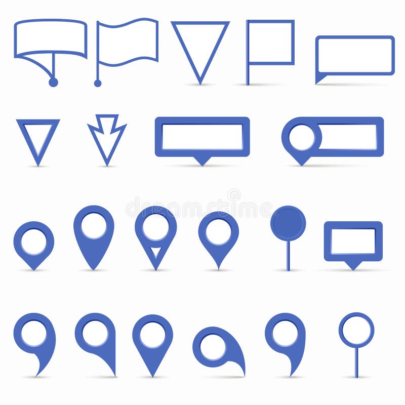 Navigation Pins Set Flat on White Stock Vector - Illustration of place ...