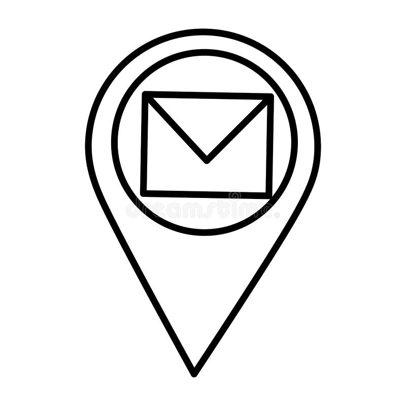 Map Pointer Pin with Mail Icon Simple Black Stock Vector - Illustration ...