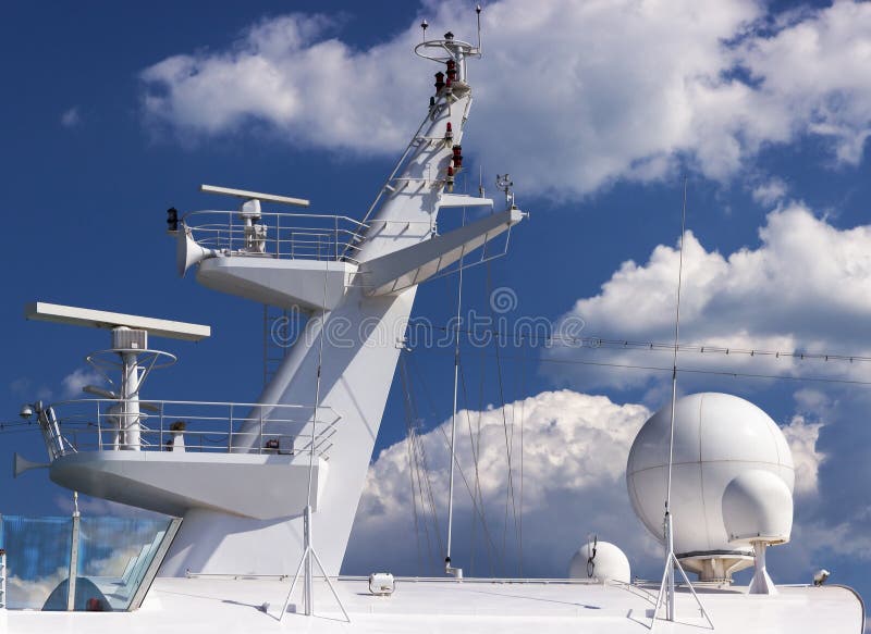 White Radar Tower on a Cruise Ship Stock Photo - Image of technology ...
