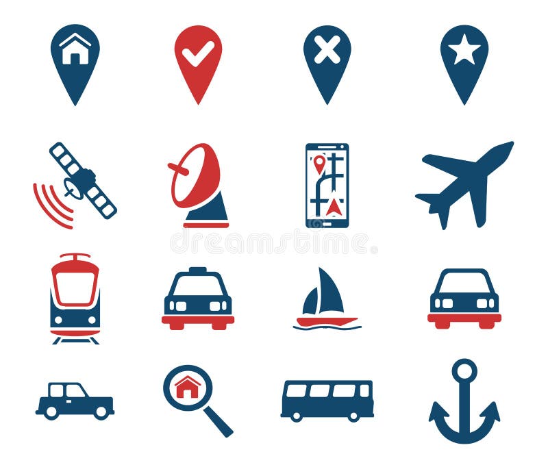 Navigation simply icons stock vector. Illustration of route - 65964001