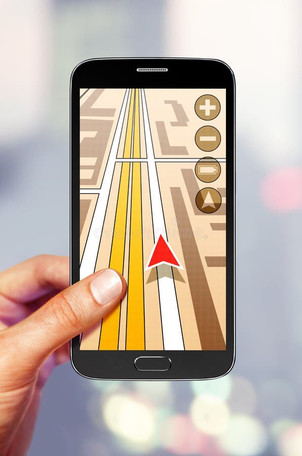 Navigation on Smartphone Screen Stock Image - Image of city, mobile ...