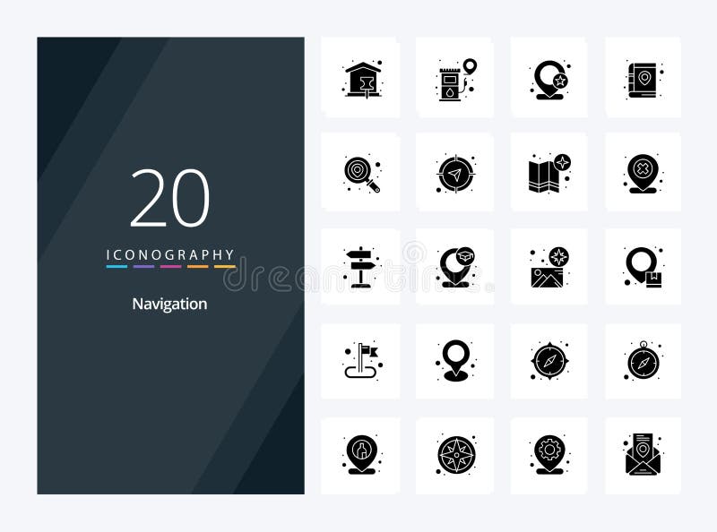 20 Navigation Solid Glyph Icon for Presentation. Vector Icons ...