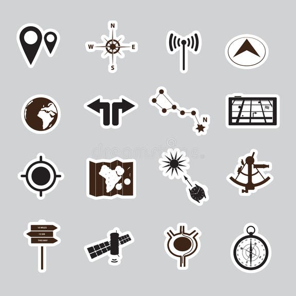 Navigation Stickers Set Eps10 Stock Vector - Illustration of symbols ...