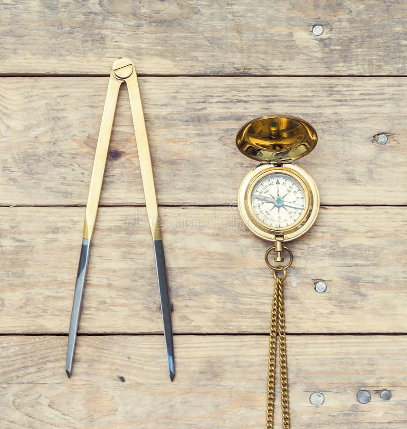 Navigation Still-life with a Compass Stock Photo - Image of ruler ...