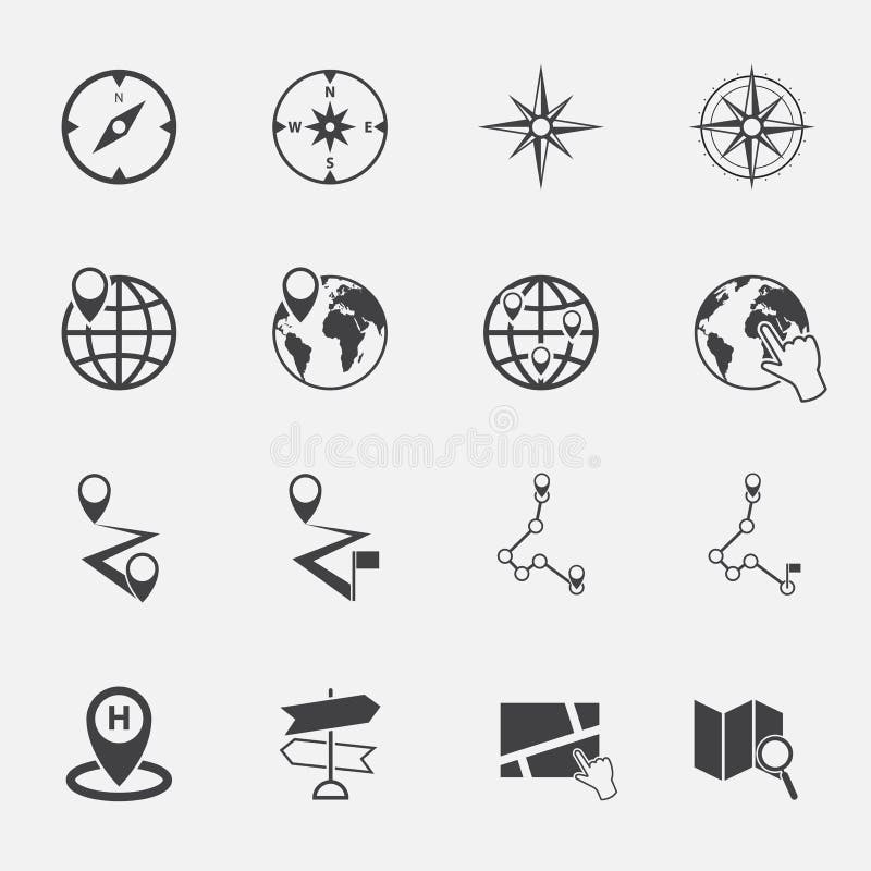 Navigation Symbol Icons Set. Stock Vector - Illustration of icon ...