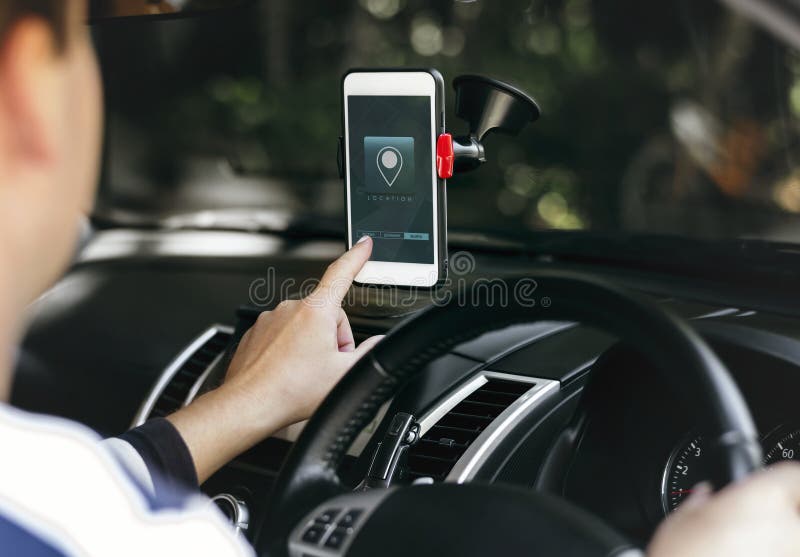 Navigation System Application on a Phone Screen Stock Image - Image of ...