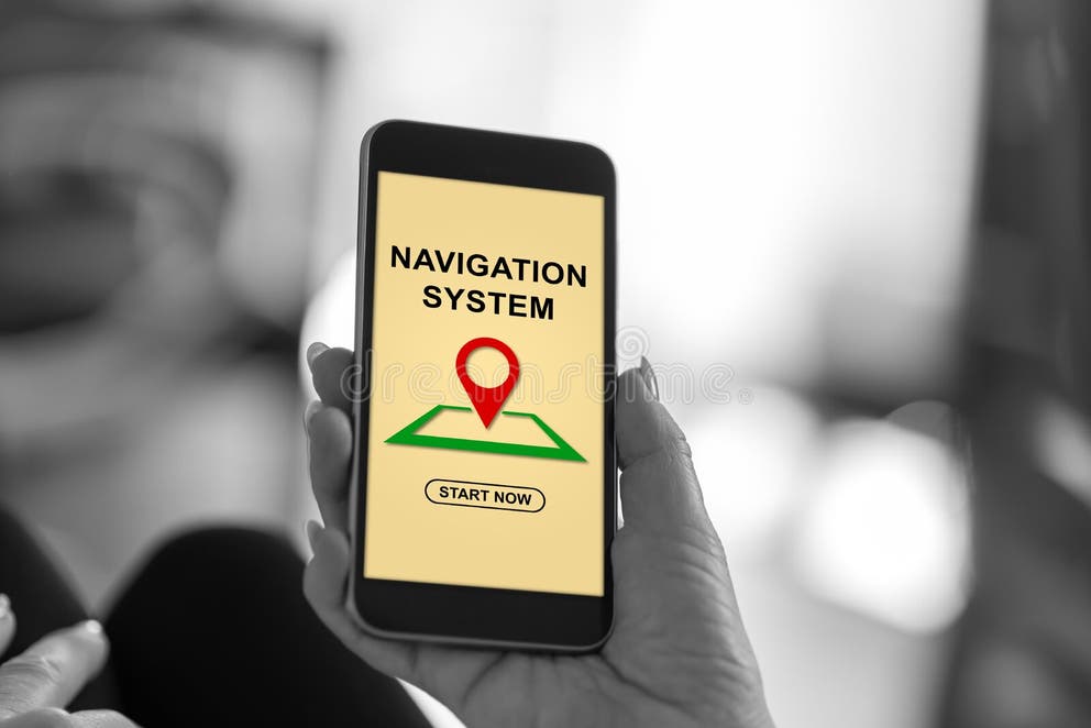 Navigation System Concept on a Smartphone Stock Image - Image of ...