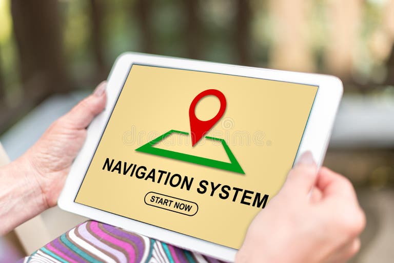 Navigation System Concept on a Tablet Stock Photo - Image of automotive ...