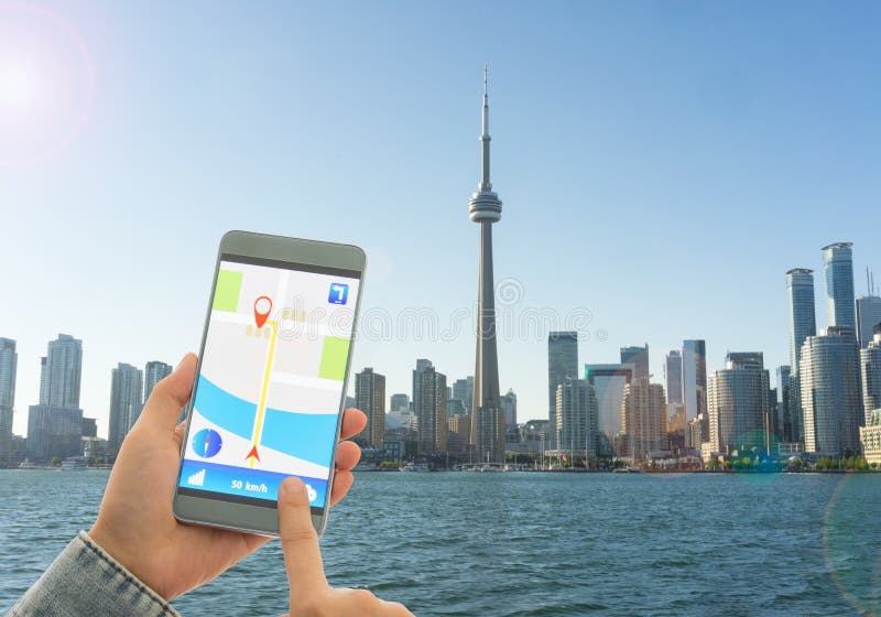 Navigation System or GPS Smartphone Stock Image - Image of device ...