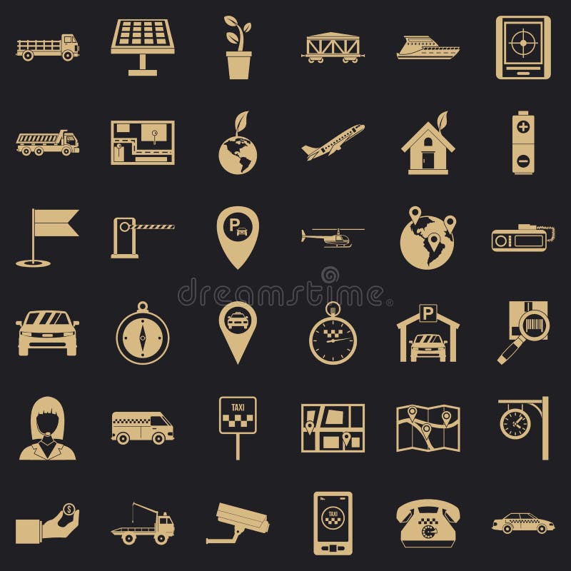 Navigation System Icons Set, Simple Style Stock Vector - Illustration ...