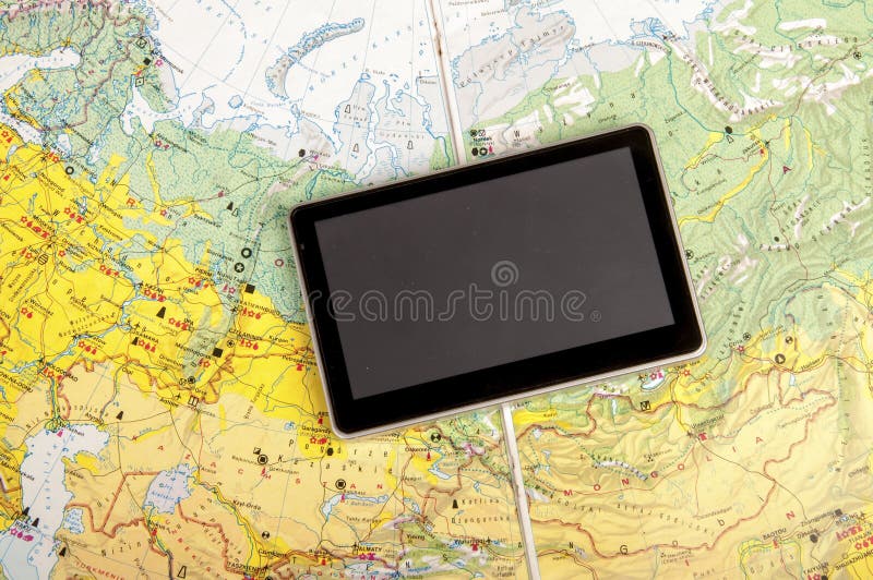 Navigation System and Road Map Stock Photo - Image of auto, modern ...