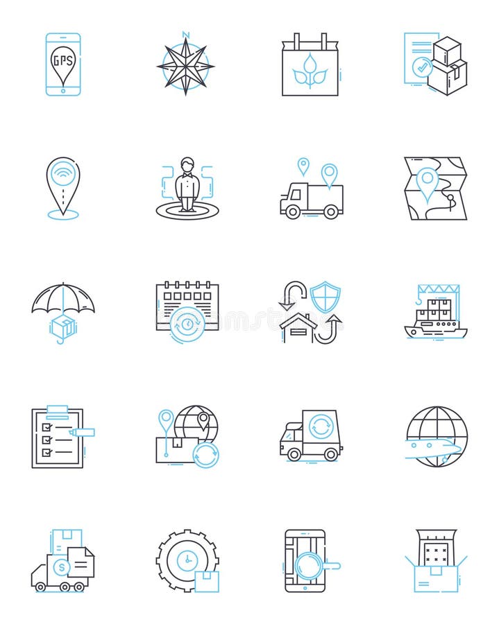 Navigation Tool Linear Icons Set Compass Gps Map Route Direction Wayfinding Navigate Line
