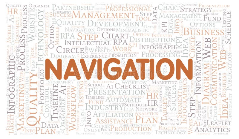Navigation Typography Word Cloud Create with the Text only. Stock ...