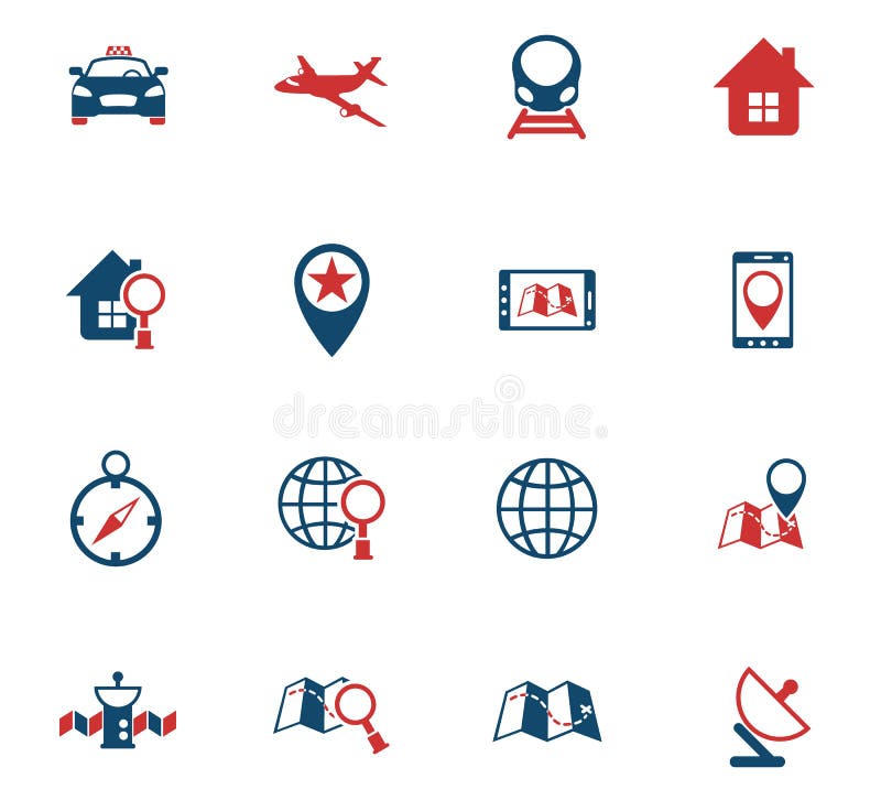 Navigation color icon set stock vector. Illustration of planet - 121816788