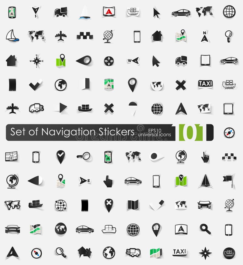 Set of navigation stickers stock vector. Illustration of modern - 99678918