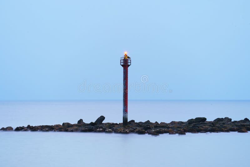 Navigational Light in the Sea Stock Photo - Image of wave, night: 258551862