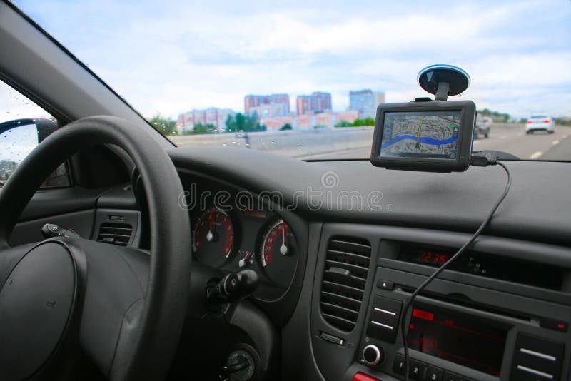 Exclusive Car, Windscreen, Dashboard with Gps Stock Photo - Image of ...