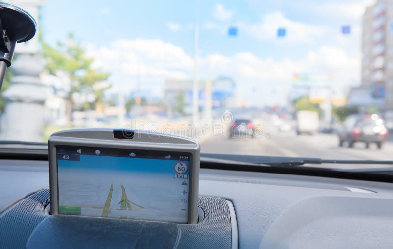 Navigator in car stock image. Image of road, technology - 75822413