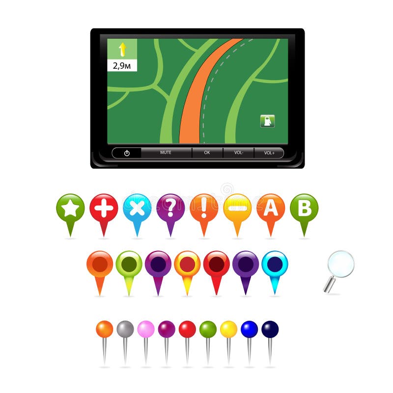 GPS Color Map Icons. Vector Stock Vector - Illustration of search ...