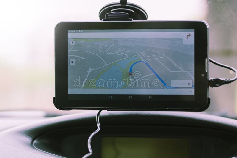 Navigator on the Windshield of the Car Stock Image - Image of ...