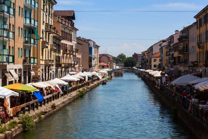 Naviglio, Milan editorial stock image. Image of tourism - 44823679
