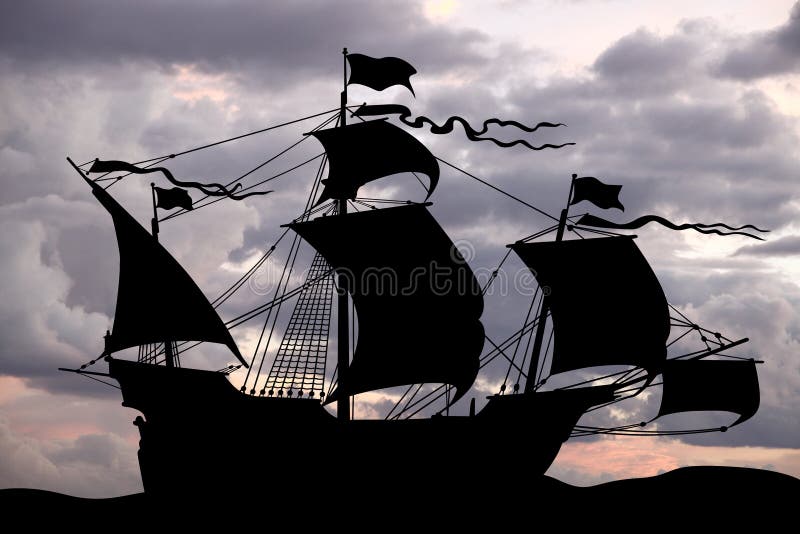 Navio antigo no mar ilustração stock. Ilustração de tradicional - 18380581