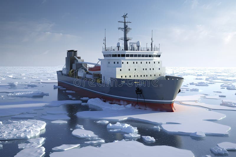 Navio De Quebra-gelo No Gelo Do Mar 3d Renderiza Ilustração Stock ...