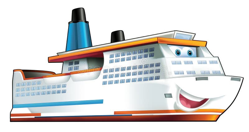 Navio de desenho animado ilustração stock. Ilustração de isolado - 44694494