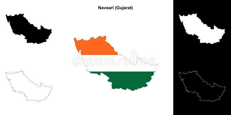 Navsari outline map stock vector. Illustration of shape - 368826805