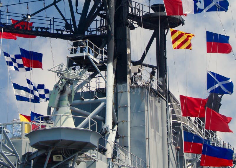 Navy Aircraft Carrier Flying Semaphore Flags Stock Photo - Image of ...