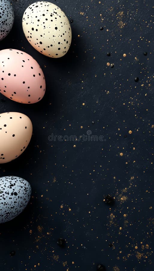 Navy and Beige Easter Eggs with a Polka Dot Pattern on a Navy ...