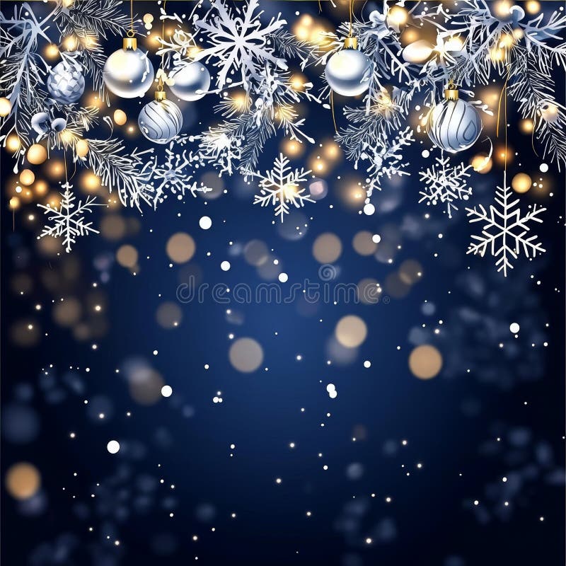 A Navy Blue Abstract Background with Snowflakes for Christmas. Stock ...