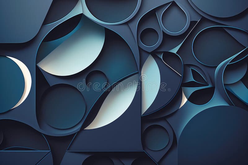 Navy Blue Abstract Design with Interlocking Shapes Stock Illustration ...