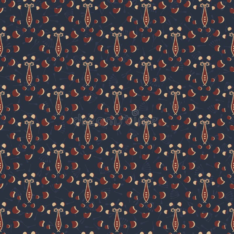 Navy Blue Abstract Texture Seamless Vector Pattern, Hand Drawn ...