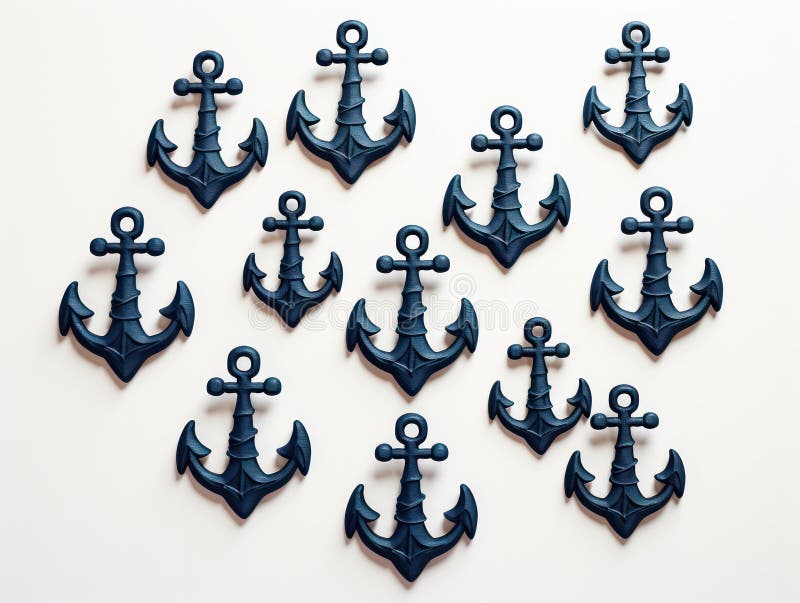 Navy Blue Anchor-shaped Stickers on White Transparency. - AI Generated ...