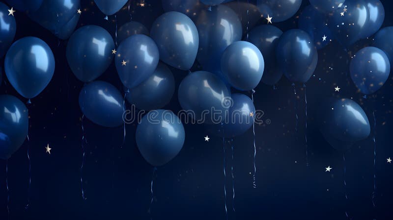 Navy Blue Balloons in Front of a Bokeh Background. Festive Template for ...