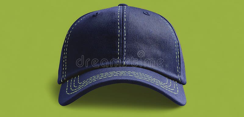Navy Blue Baseball Cap Front View with Vivid Stitching Details Stock ...