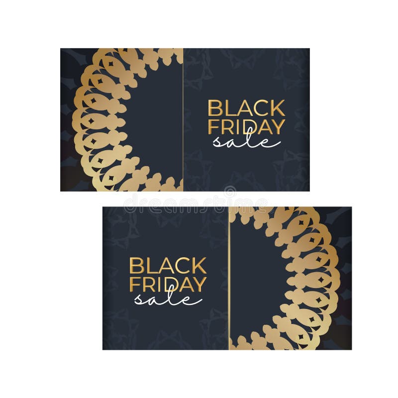 Navy Blue Black Friday Advertising Template with Geometric Gold Pattern ...