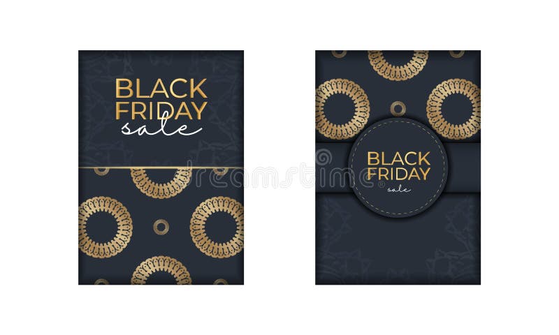 Navy Blue Black Friday Advertising Template with Greek Gold Pattern ...