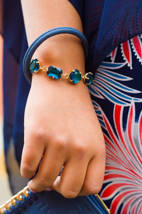 Navy blue bracelet stock photo. Image of jewelry, background - 92646204