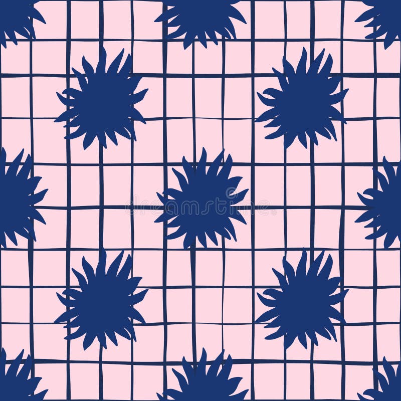 Navy Blue Contrast Star Scribble Silhouettes Seamless Doodle Pattern ...