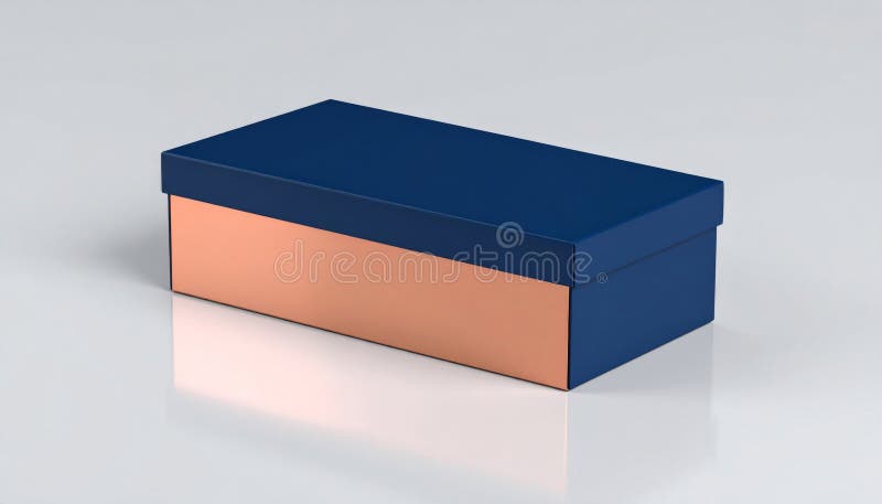 Navy Blue and Coral Rectangular Gift Box on White Background Stock ...