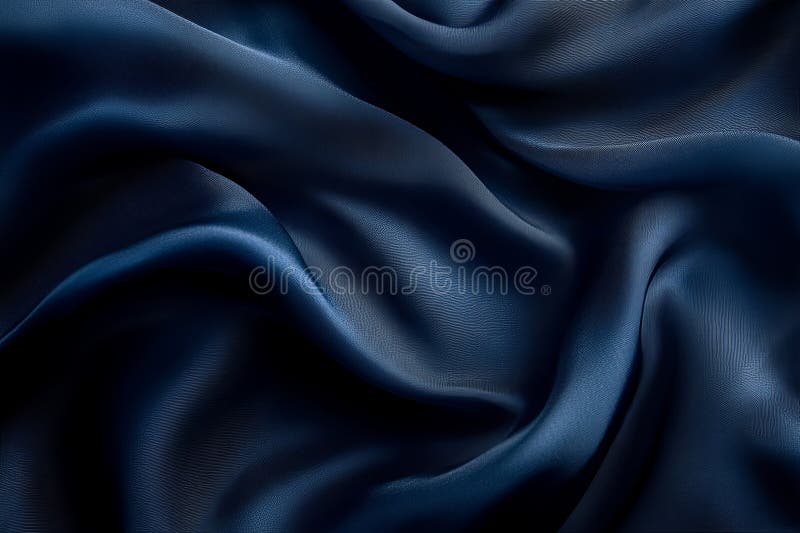 Soft Navy Blue Fabric Elegantly Draped in Folds, Showcasing Its Smooth ...