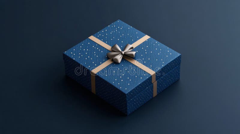 Navy Blue Gift Box with Gold Ribbon Bow for Elegant Holiday Gifting ...