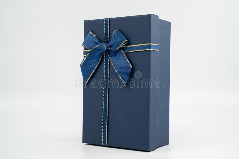 Navy Blue Gift Package Isolated on White Background Stock Image - Image ...