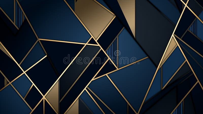 Navy Blue and Gold Geometric Lines Abstract Pattern Background Stock ...