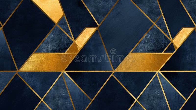 Navy Blue and Gold Geometric Lines Abstract Pattern Background Stock ...